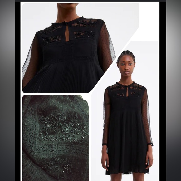 Zara | Dresses | Zara Flower Patterns Party Style Lace Dress | Poshmark